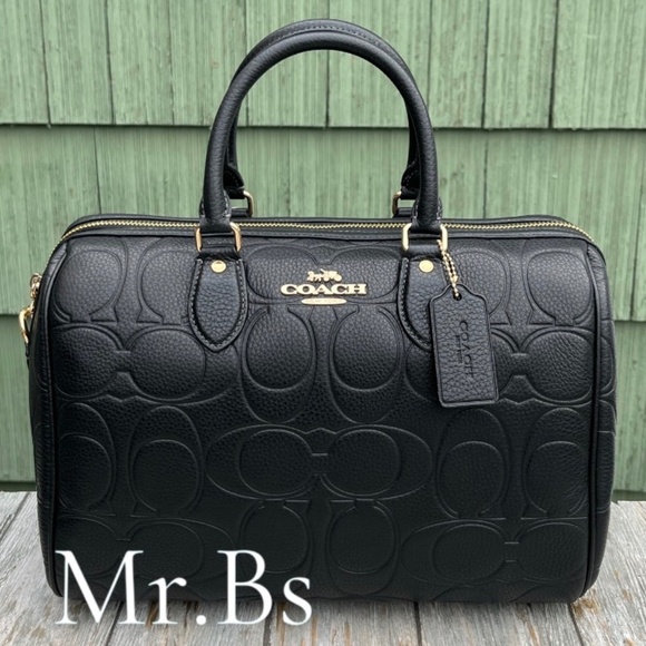 Coach | Bags | Coach Large Black Rowan Satchel In Signature Leather Bag ...